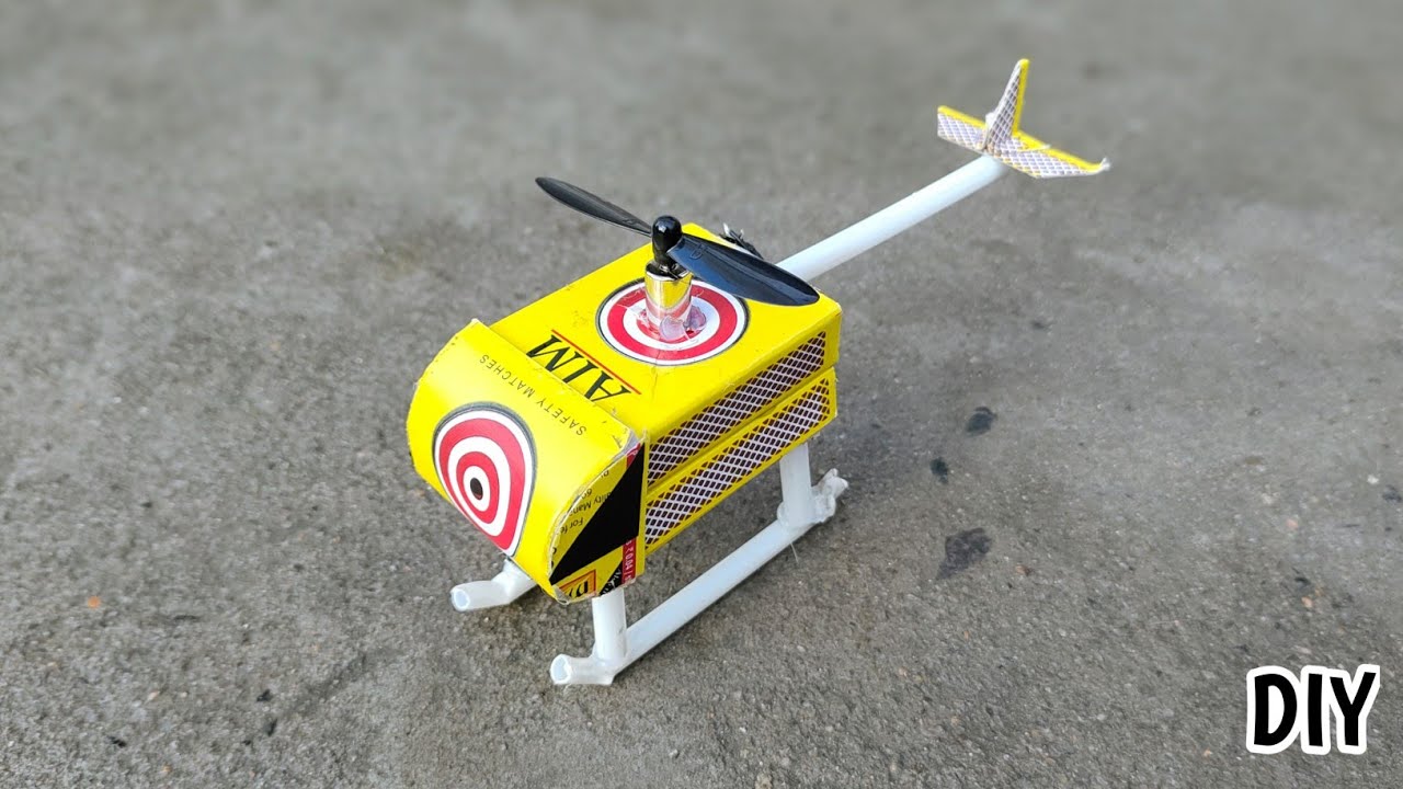Diy mini helicopter | How to make matchbox helicopter Diy toy Amazing ...