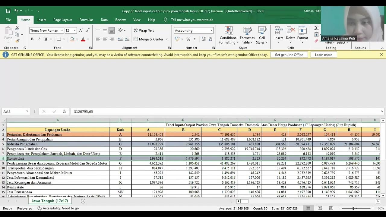 Amelia Revalina Putri_01021382227156_Analisis Input-output_ Provinsi Jawa Tengah - YouTube