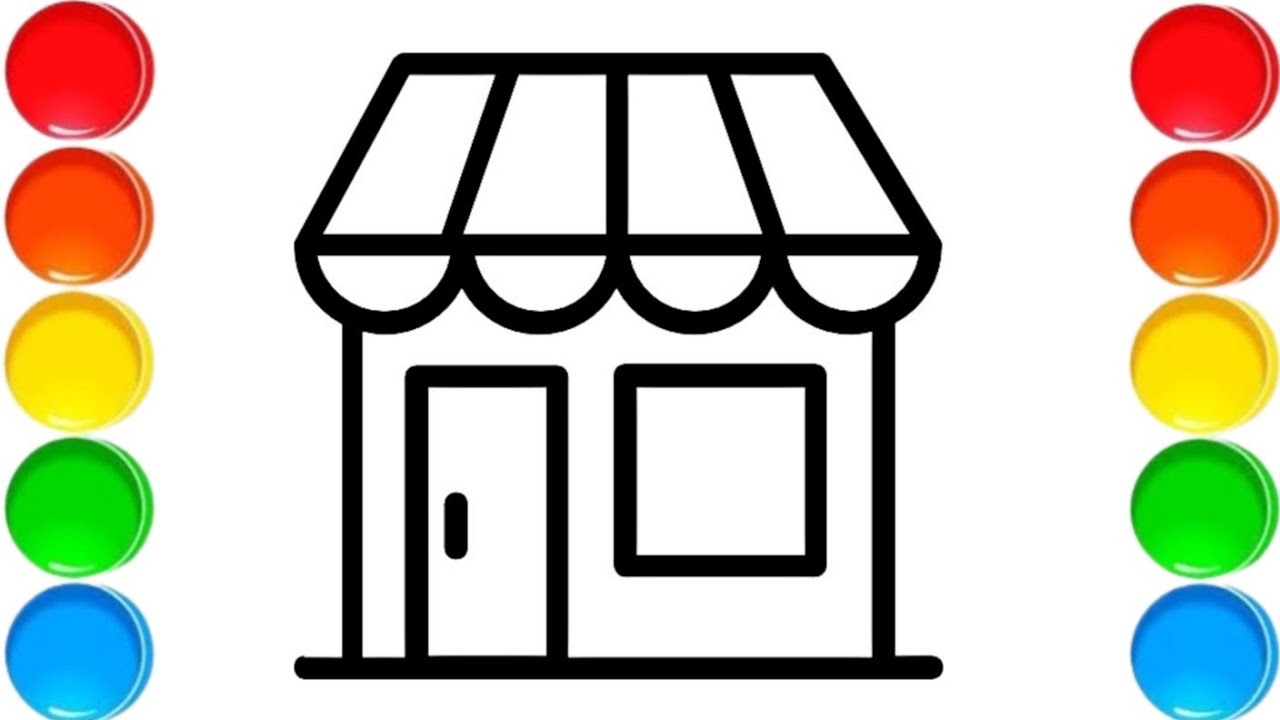 shop Drawing, Painting and Coloring for Kids Toddlers how to draw shops ...