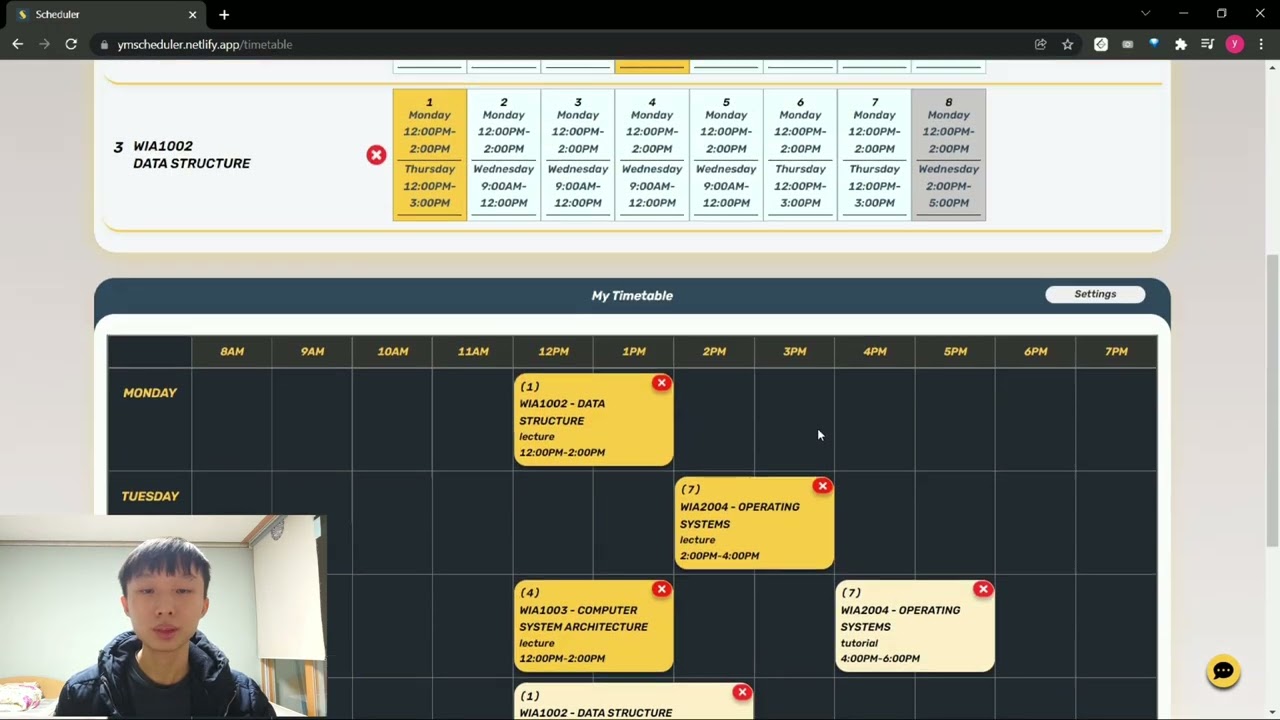 Scheduler 2022 Demo (A website for UM undergraduates) - YouTube