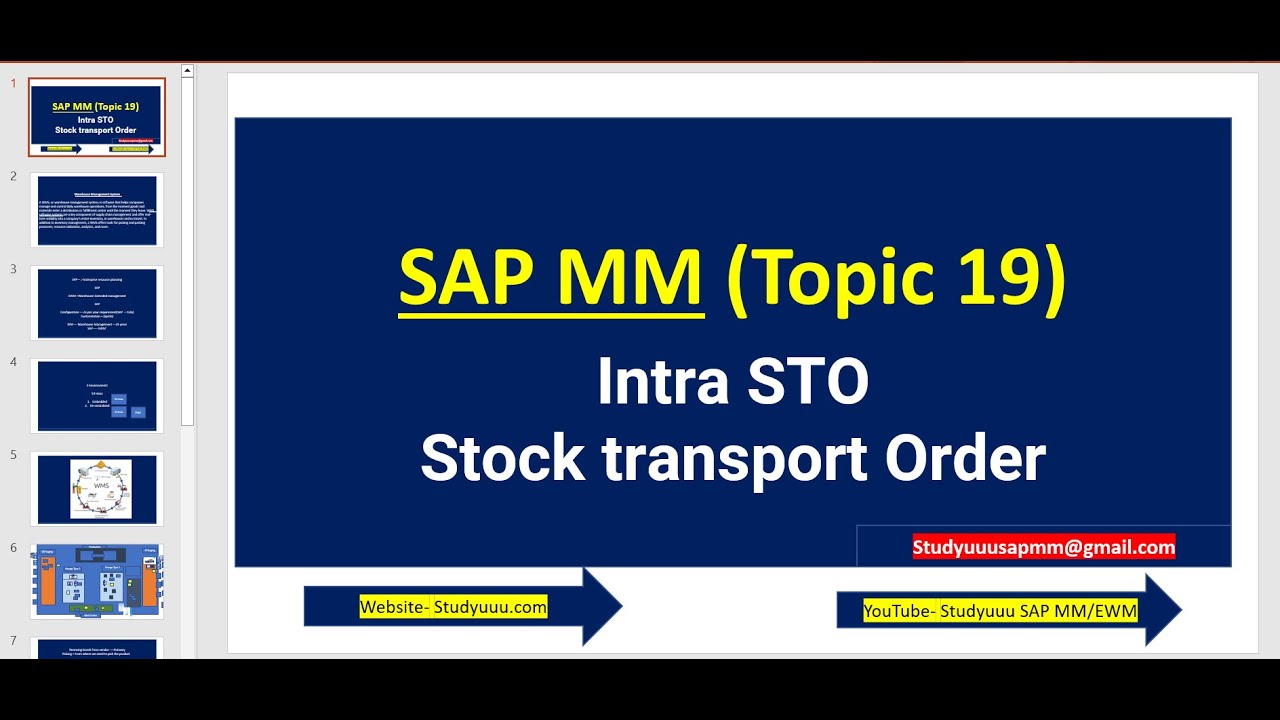 Topic 19: Members Only - Intra STO (Within Company code plants) - YouTube