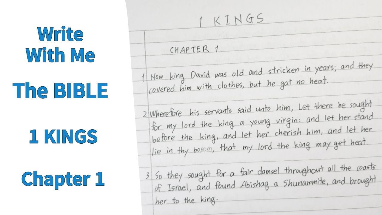 Write With Me - The Bible : 1 Kings Chapter 1 - KJV - YouTube