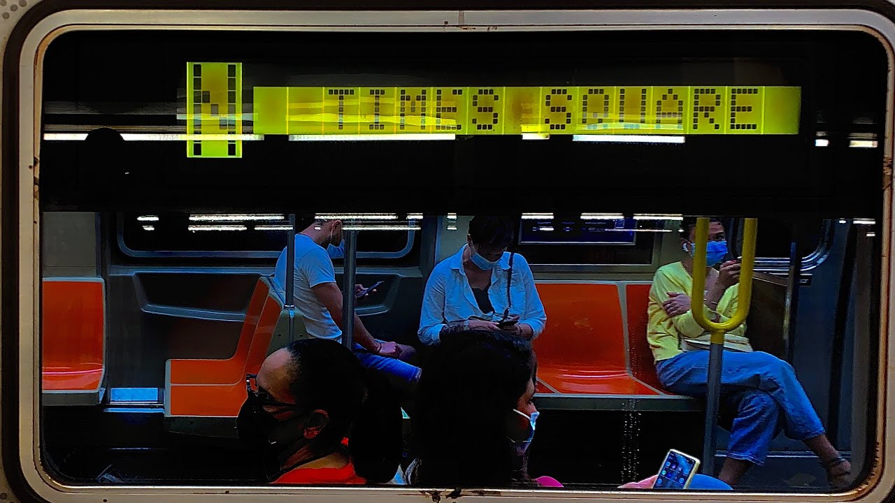 On board a Times Square bound R46 N train from 59 Street to Times ...
