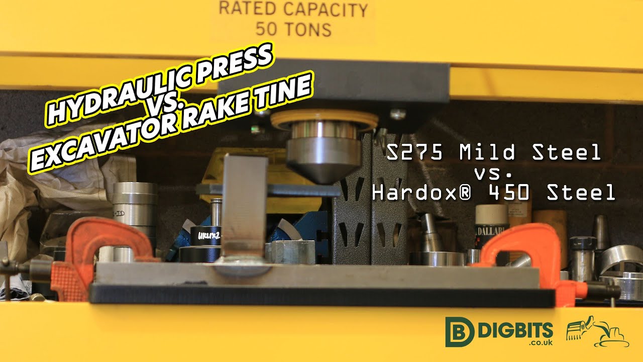 Hydraulic Press vs Rake Tine - S275 vs Hardox 450 - YouTube