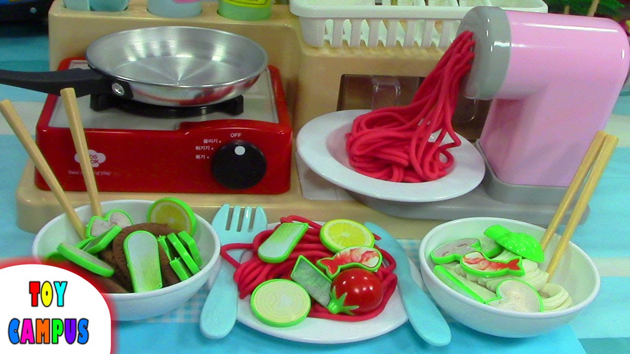 Spaghetti Pasta Maker Kitchen Playset Playdoh | 키즈쿡 스파게티 요리사 짜장면 칼국수 ...