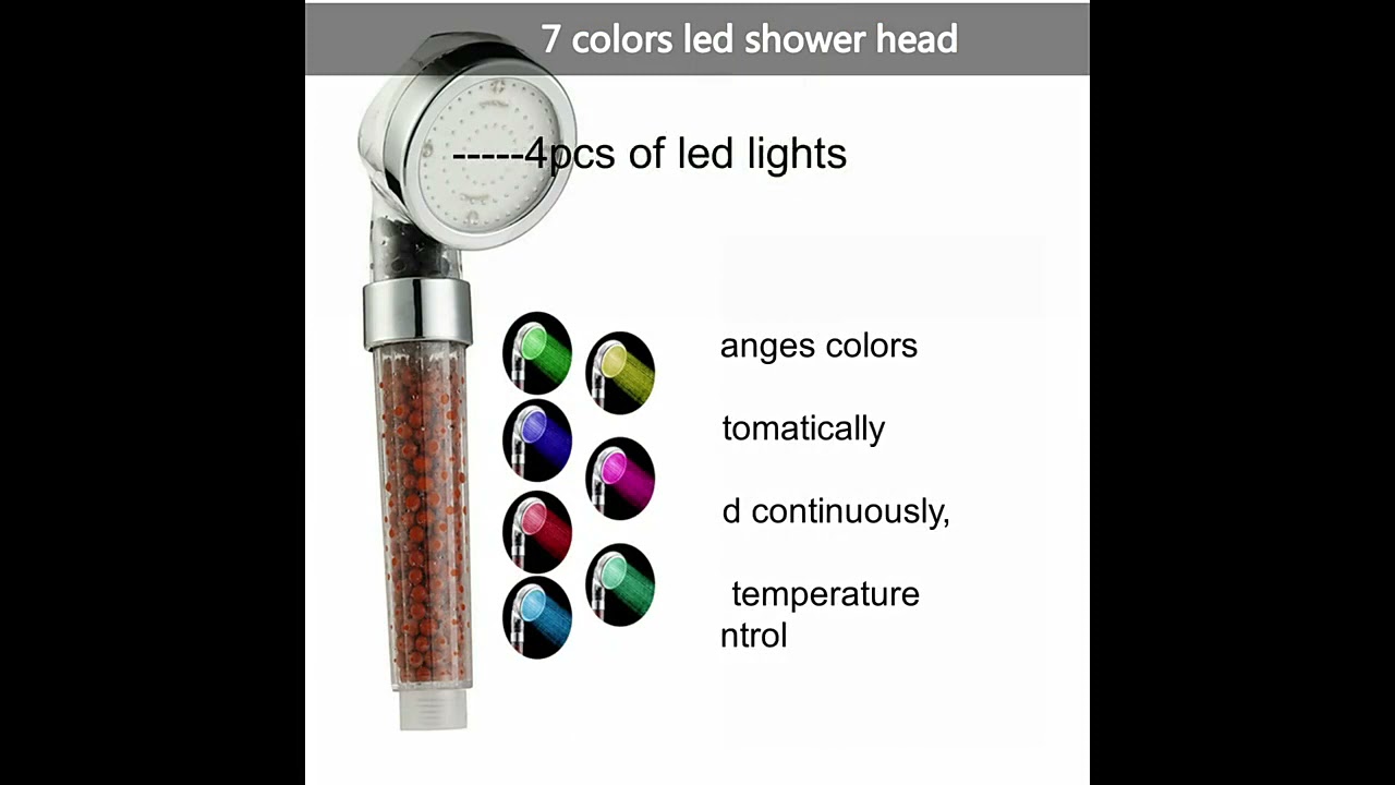 Hot 3 7 Color Changing LED Shower Head Temperature Control 2021 - YouTube