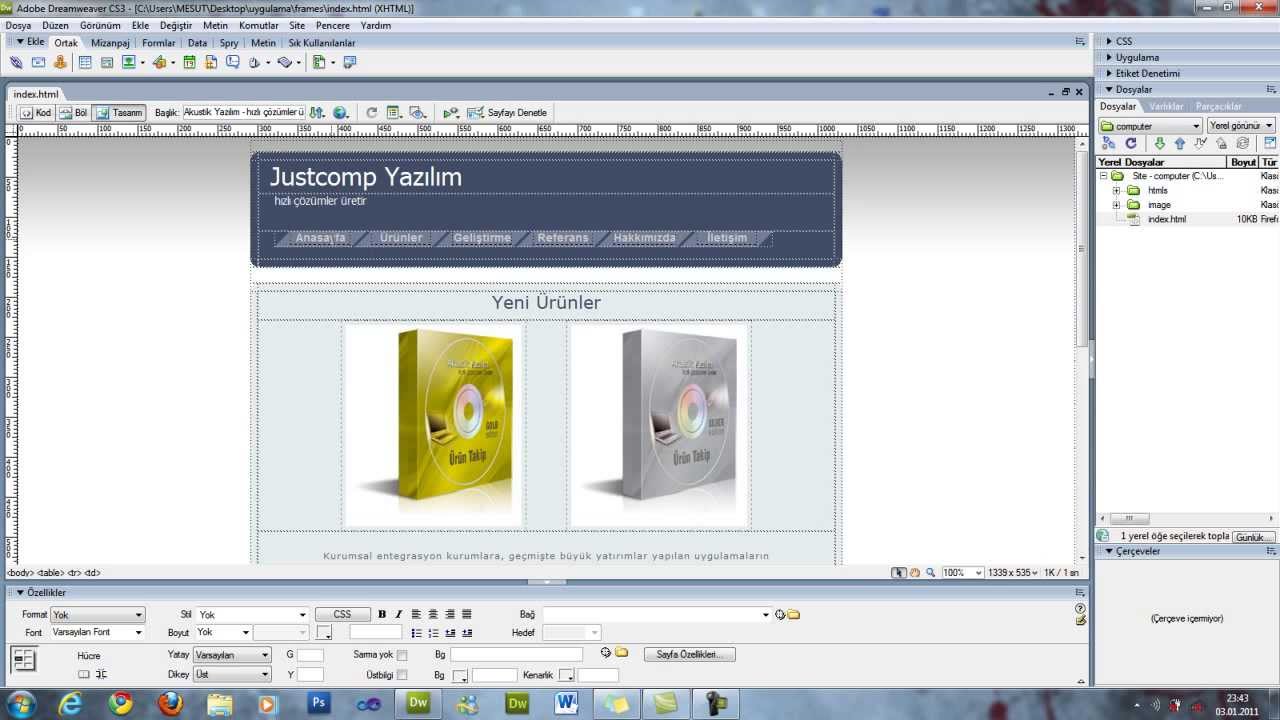 dreamweaver frame yapısıyla web sitesi oluşturma - YouTube