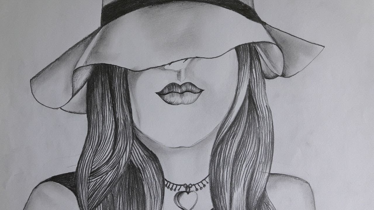 How to draw lady with a hat step by step|| Pencil Sketch - YouTube