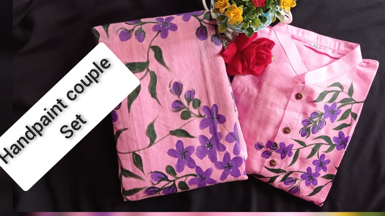 ভিন্ন ডিজাইনে চেরি চেরিফুল আঁকানো, Handpaint shari design - YouTube