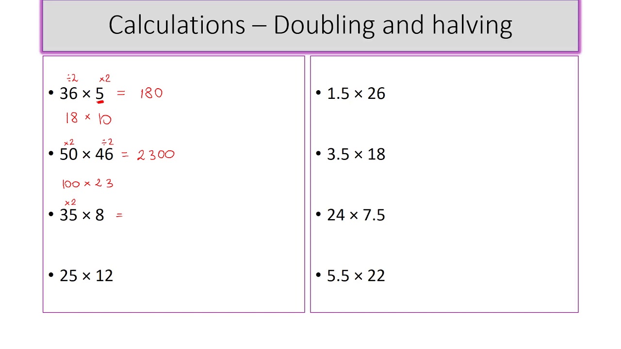 Calculations – Doubling and halving - YouTube