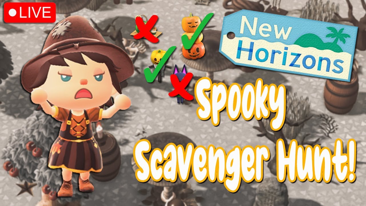 🔴ACNH LIVE: Spooky Scavenger Hunt!👻 | Animal Crossing New Horizons ...