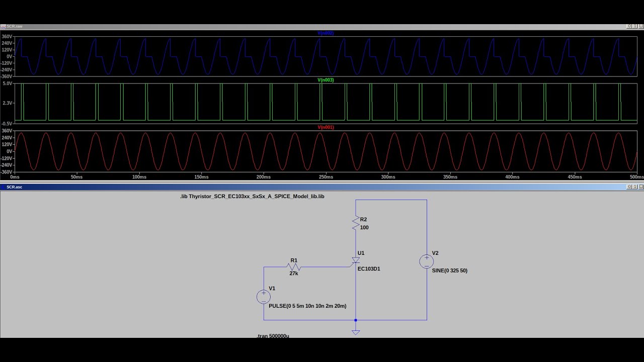 Electronic Basic 1:LTSpice design and simulate SCR thyristor control - YouTube