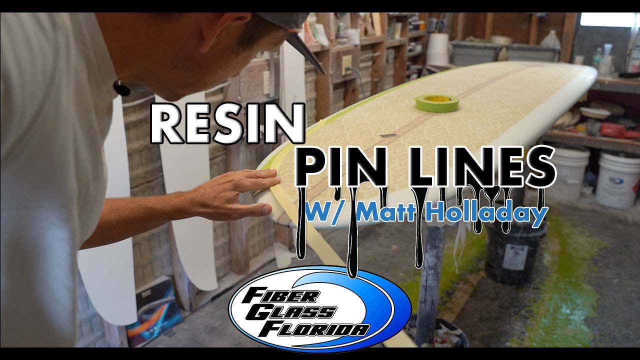 Resin pin lines on a surfboard : how to get perfect pin lines - YouTube
