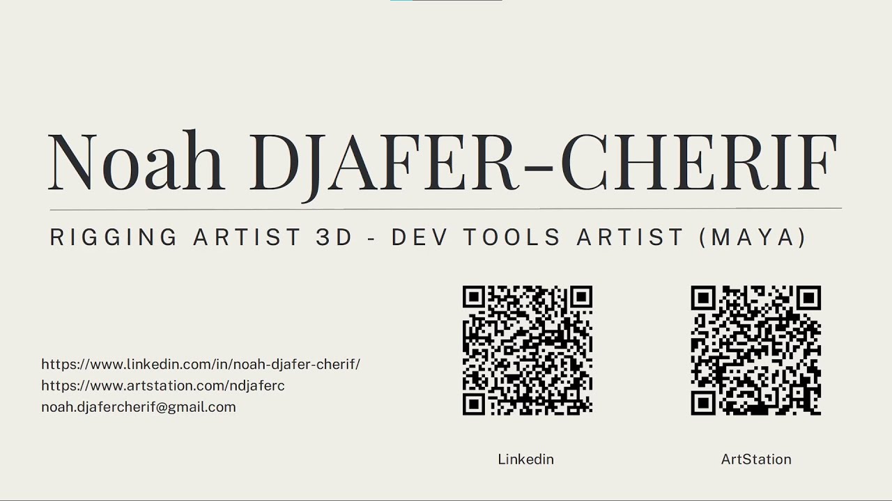 Demo Reel 2024 - Noah Djafer-Cherif - Rigging Artist 3D - Dev Tools ...