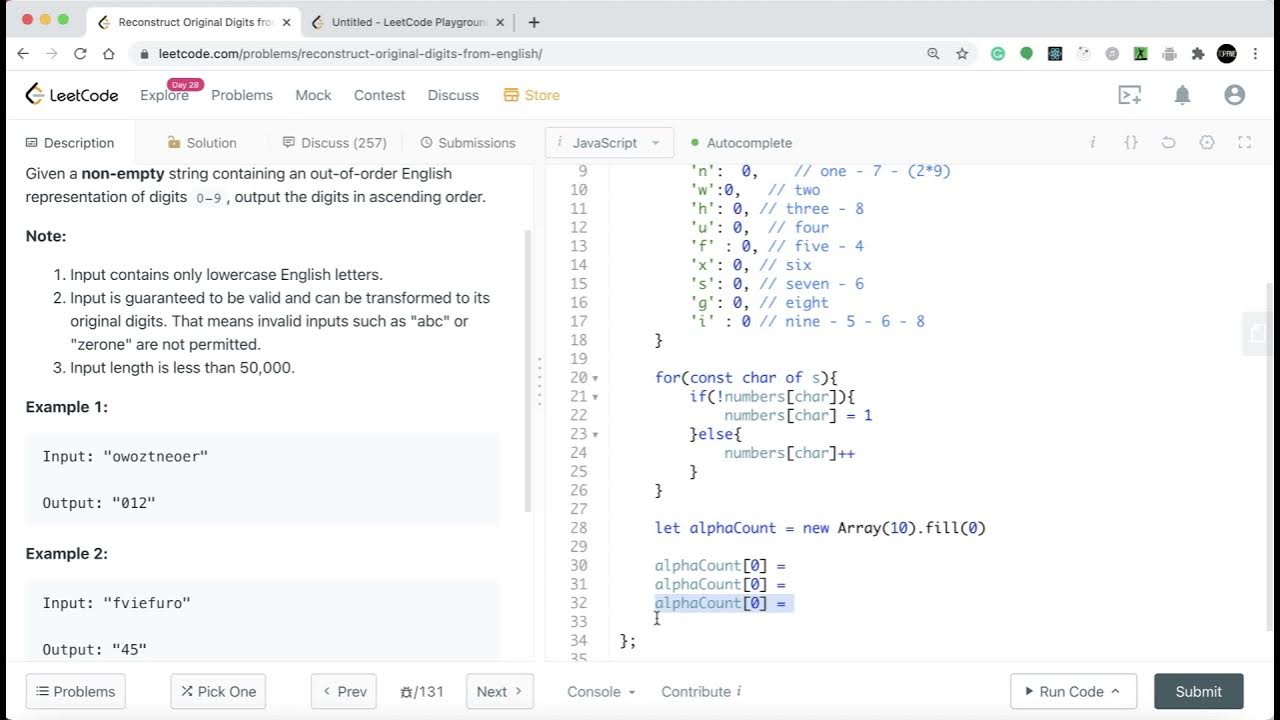 423. Reconstruct Original Digits from English - YouTube