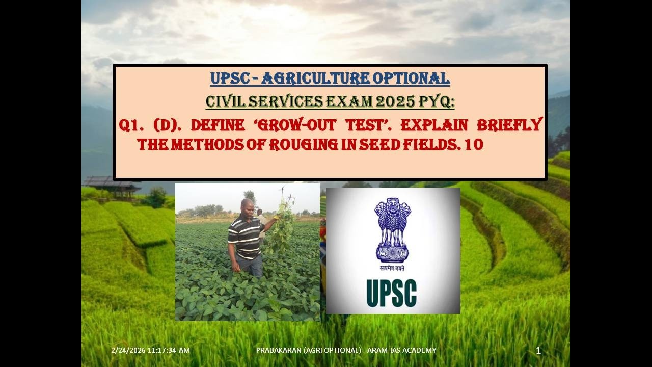 UPSC 2025 (Agriculture optional PYQ): ‘Grow-out test’. Methods of ...