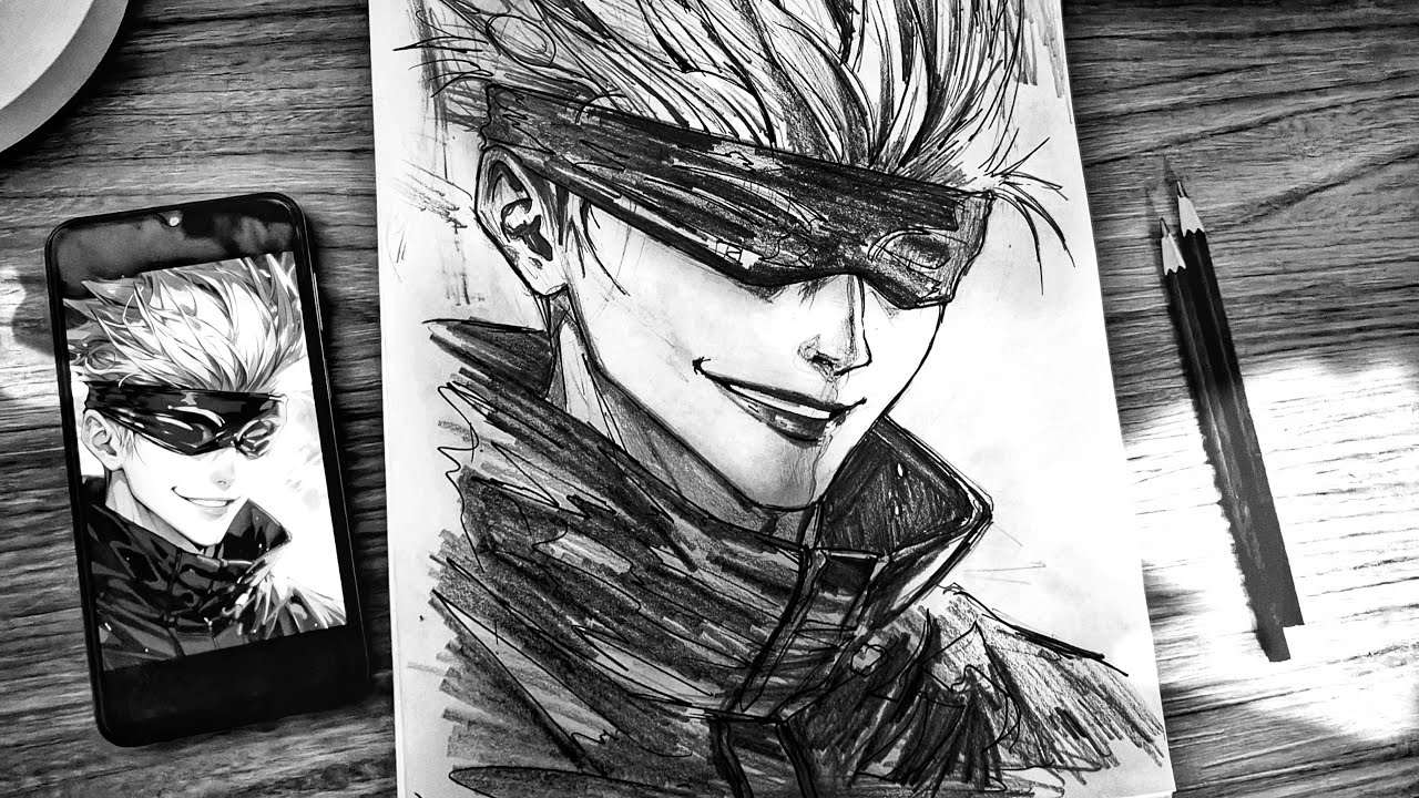 How to Draw Gojo (Realistic) | Satoru Gojo Drawing Tutorial | Anime ...