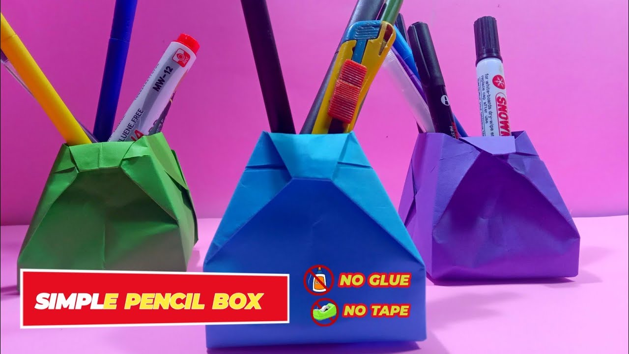 Hello Origami Pencil Case Craftsman - DIY Origami Pencil Case - YouTube