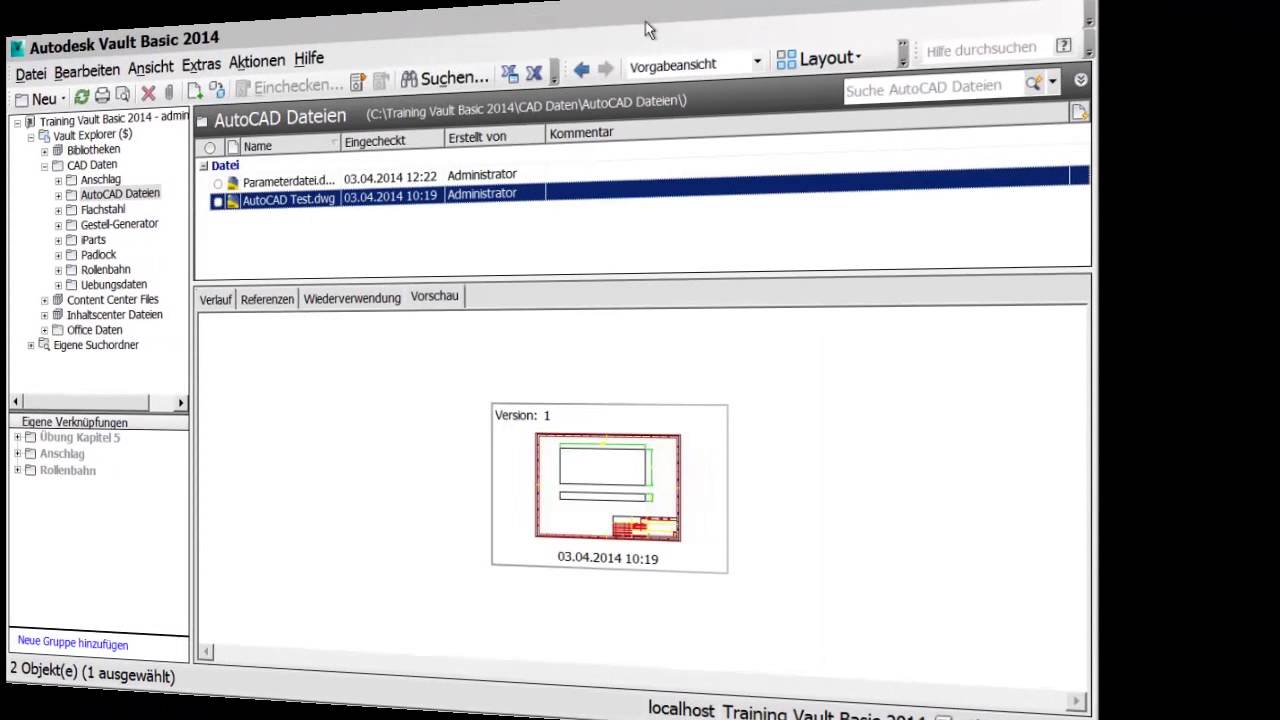 Vault Basic 2014 für Inventor und AutoCAD Mechanical - YouTube