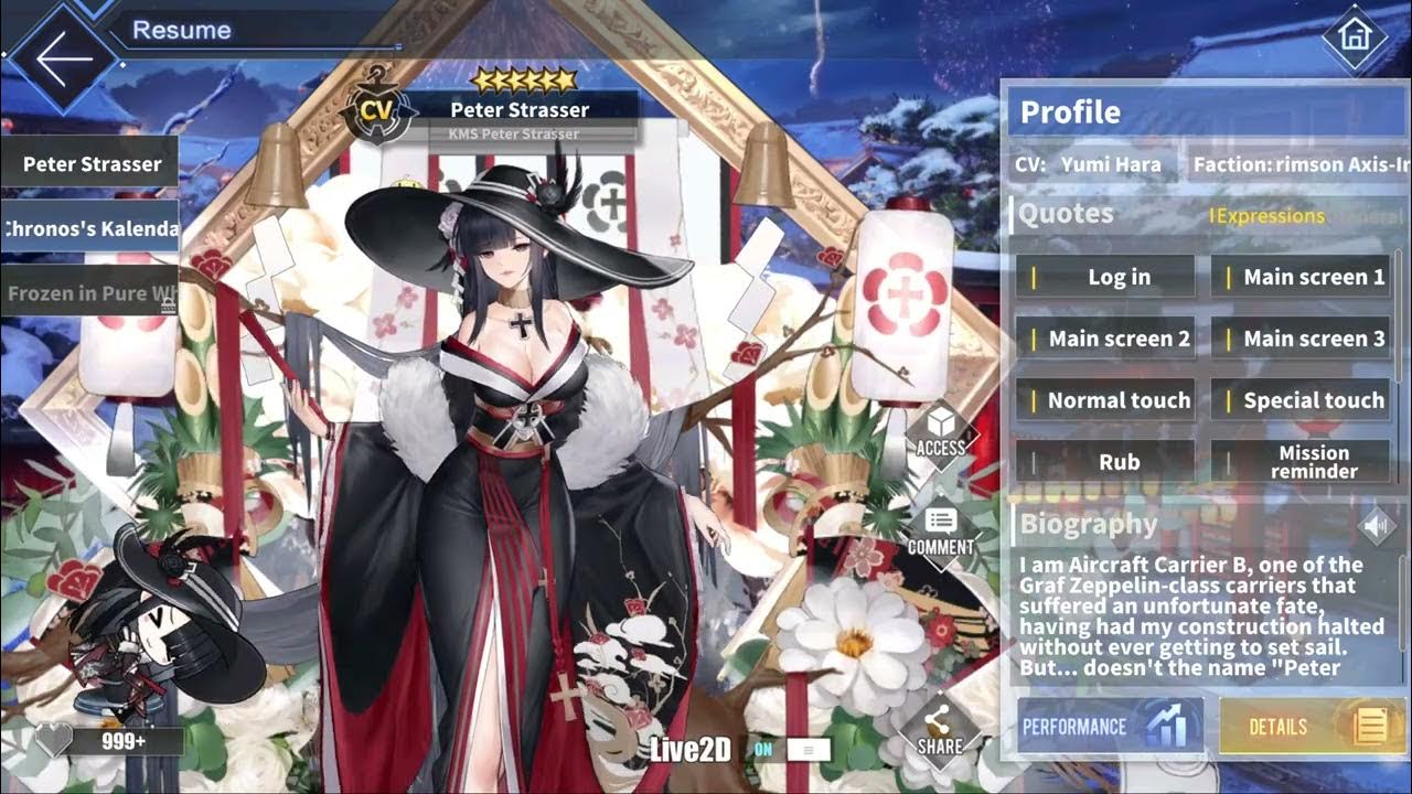 Azur Lane: KMS Peter Strasser L2D Skin Talk & Move (Chronos's Kalendae) - YouTube