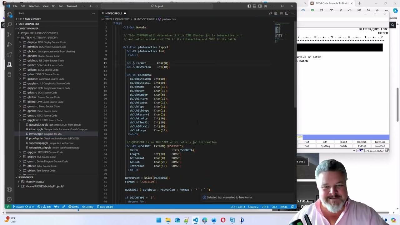 Upgrading RPG Column Based to Free with VS Code for IBM i - YouTube