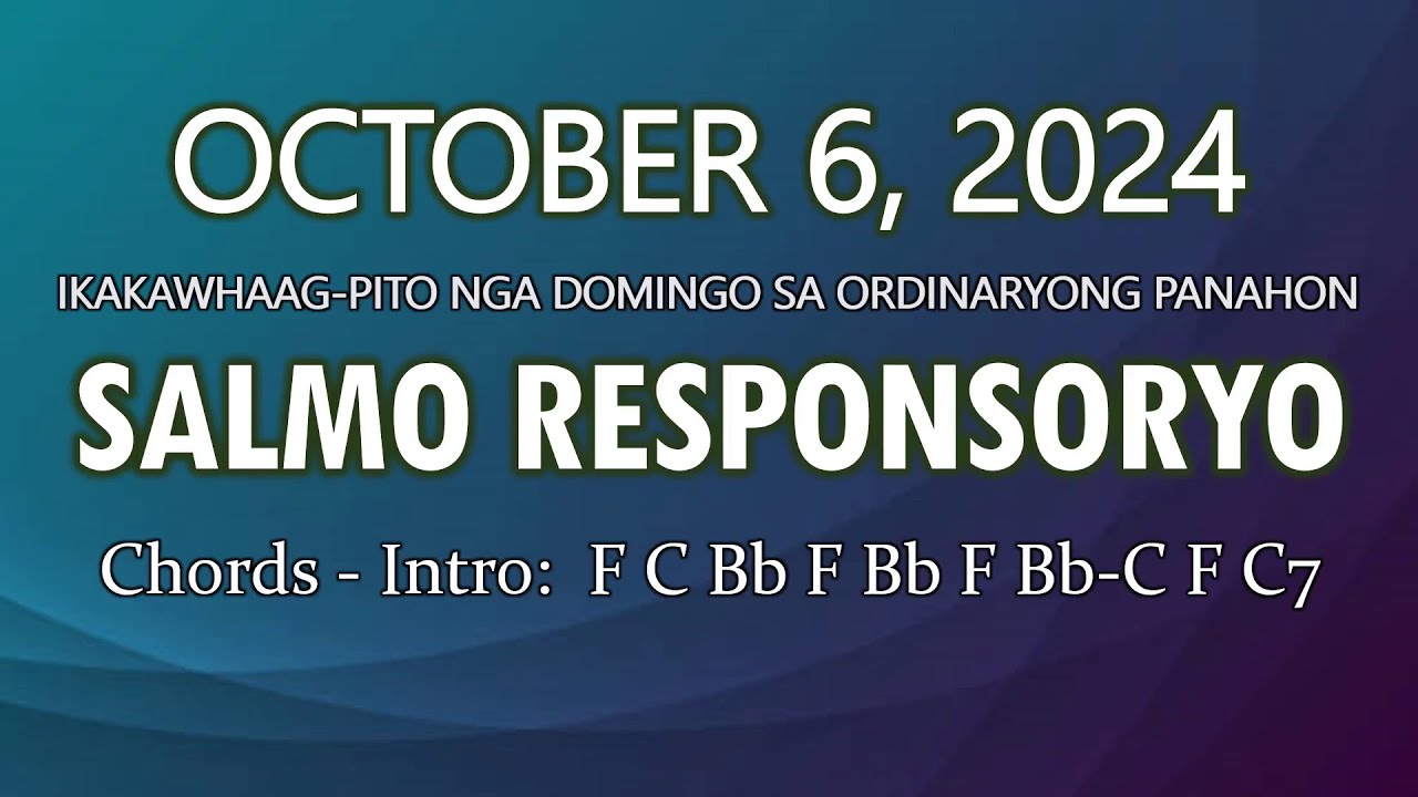 Salmo Responsoryo - October 6, 2024 - with chords - YouTube