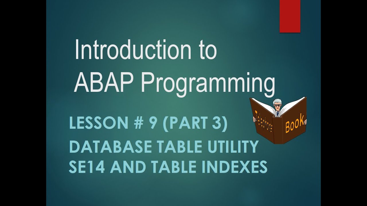 Introduction to SAP ABAP Programming Lesson 9 | Database Utility SE14 ...