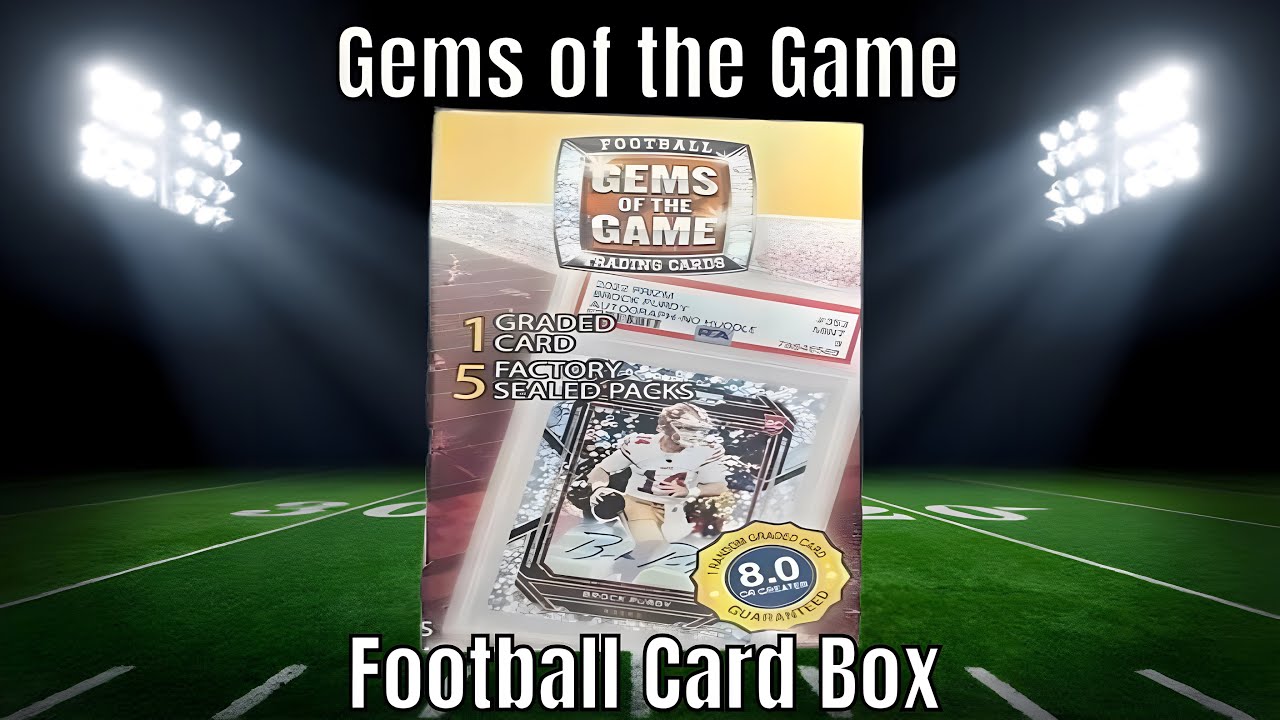 Gems of the Game Football Card Box (1 Graded Card, 5 Sealed Packs ...
