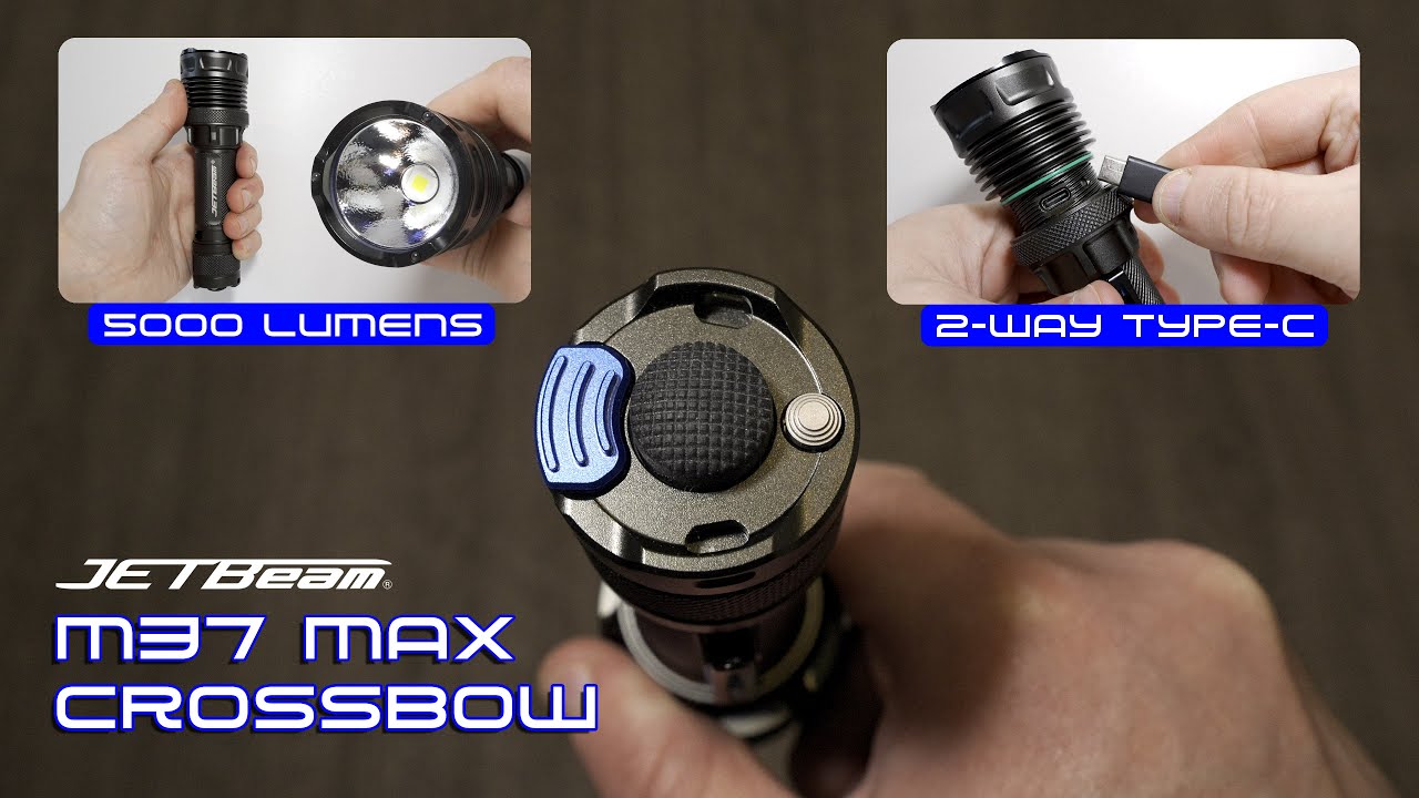 JETBeam M37 MAX CROSSBOW - 5000 Lumens Military Series Tactical Flashlight - 2 way Type-C port ...