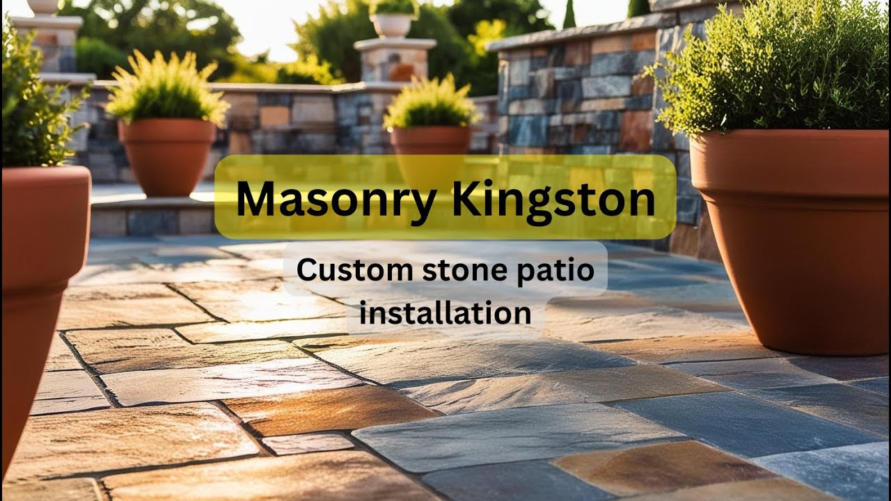 Masonry Kingston stone patio installation - YouTube