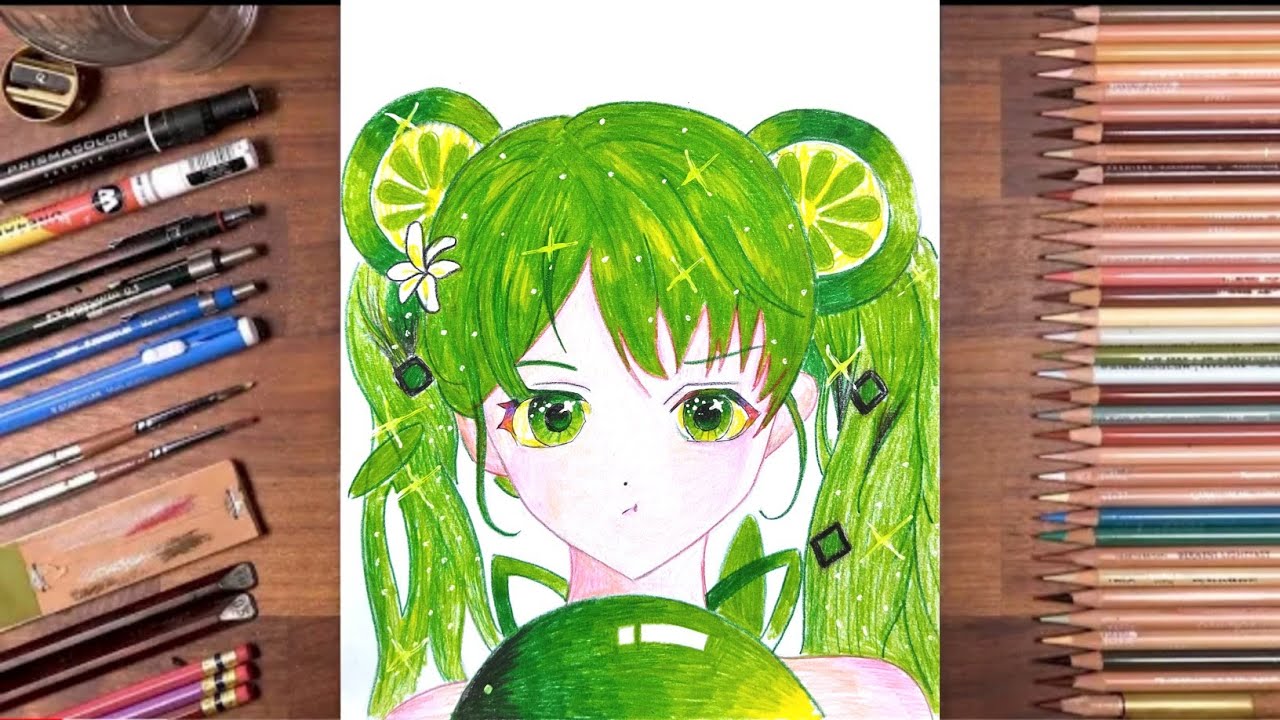 Drawing " Lime " Anime Girl | DrawSenesh - YouTube