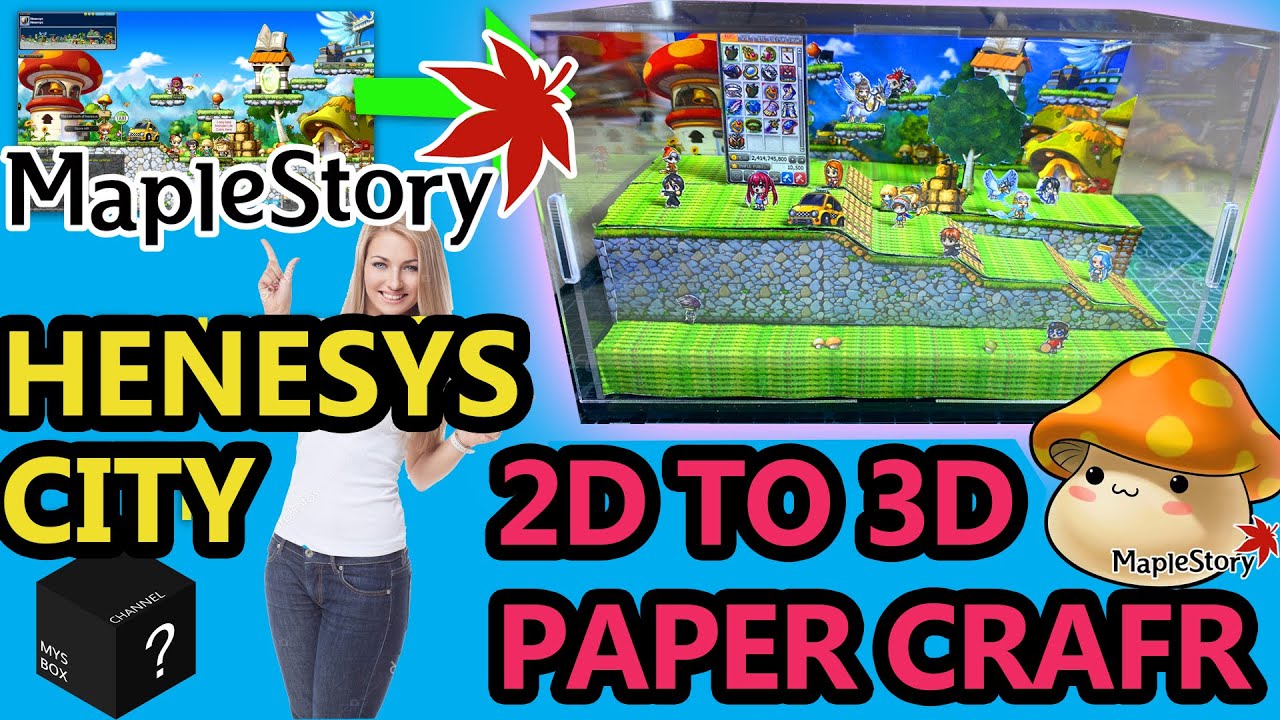 2D TO 3D MapleStory Henesys city in the Box paper craft, DIY, paper art ...