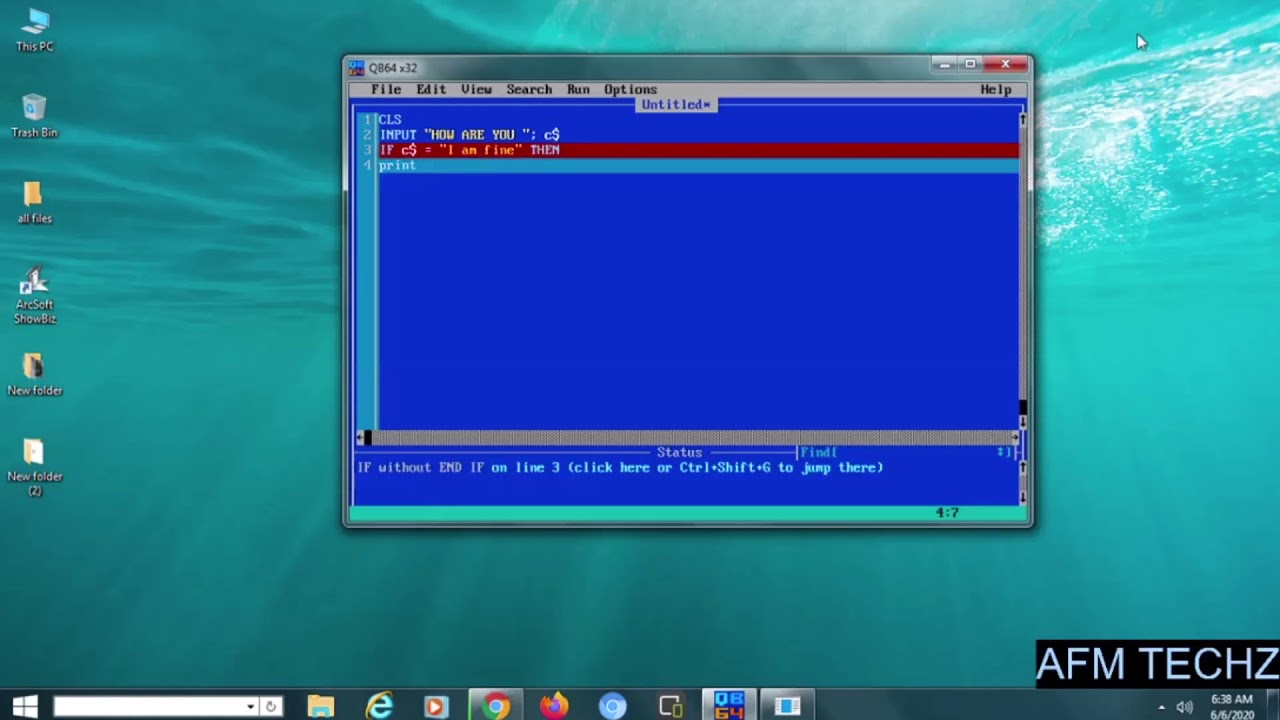 A simple QBASIC IF statement porgram - YouTube