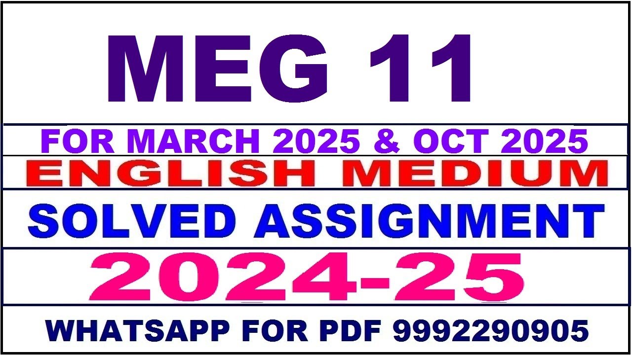 meg 11 solved assignment 2024-25 | meg 11 solved assignment in english ...