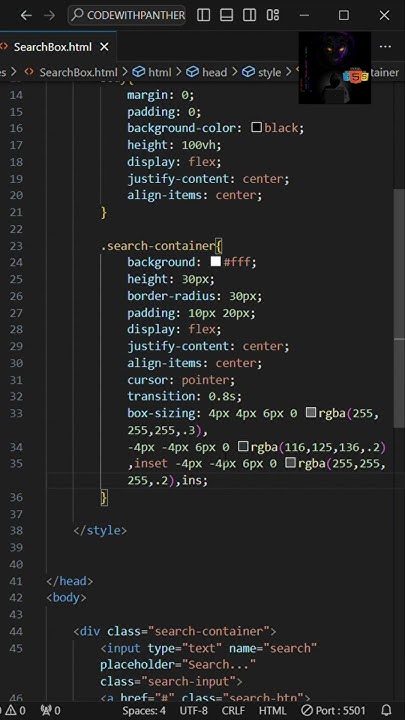 Search Box Bar Html Html5 Programming Htmlcss Js Css Frontend Coading Code 