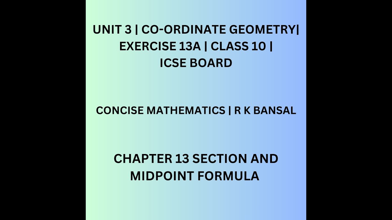 Q1 - Q7 EXERCISE 13 A | CLASS 10, ICSE BOARD | CONCISE MATHEMATICS ...