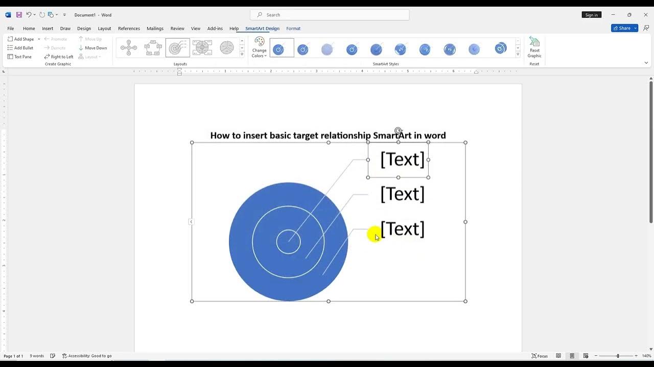 How to insert basic target relationship SmartArt in word - YouTube