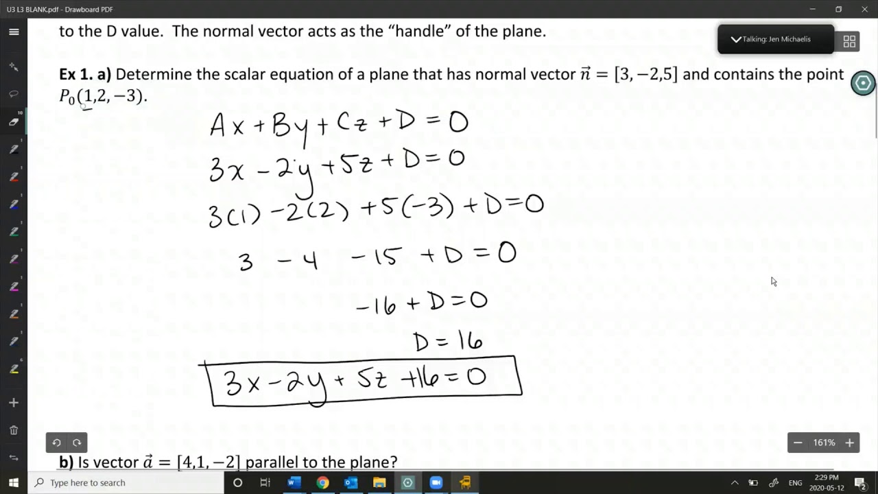 Scalar Equation of a Plane - YouTube