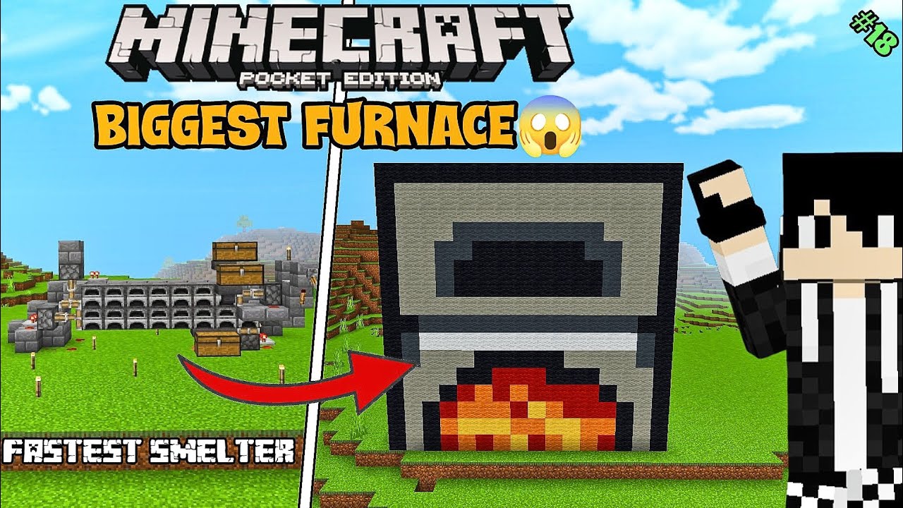 I BUILD GIANT FURNACE For SMELTING In Minecraft PE #18 - YouTube