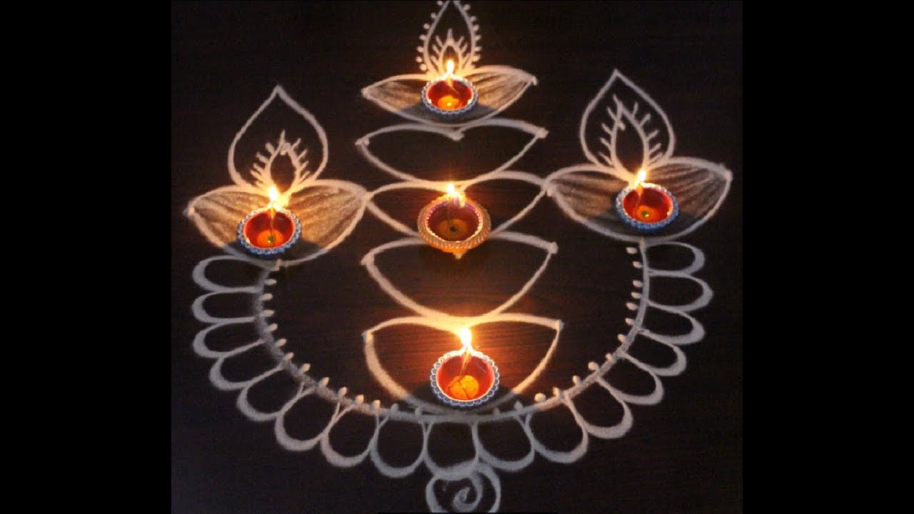 how to draw simple creative deepam rangoli designs for diwali 2017 ...