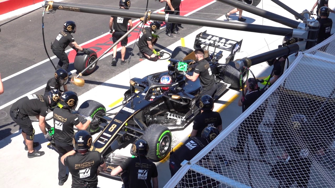Haas F1 Team Pit Stop Practice in FP1 ( 2019 Canadian GP ) - YouTube