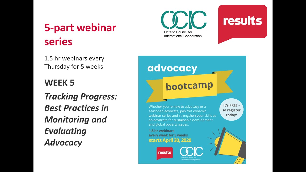 Week 5: Tracking Progress: Best Practices in Monitoring and Evaluating ...
