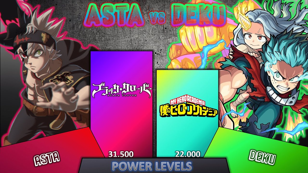 ASTA vs DEKU Power Levels | BLACK CLOVER POWER LEVELS [UPTO CHAPTER 284 ...