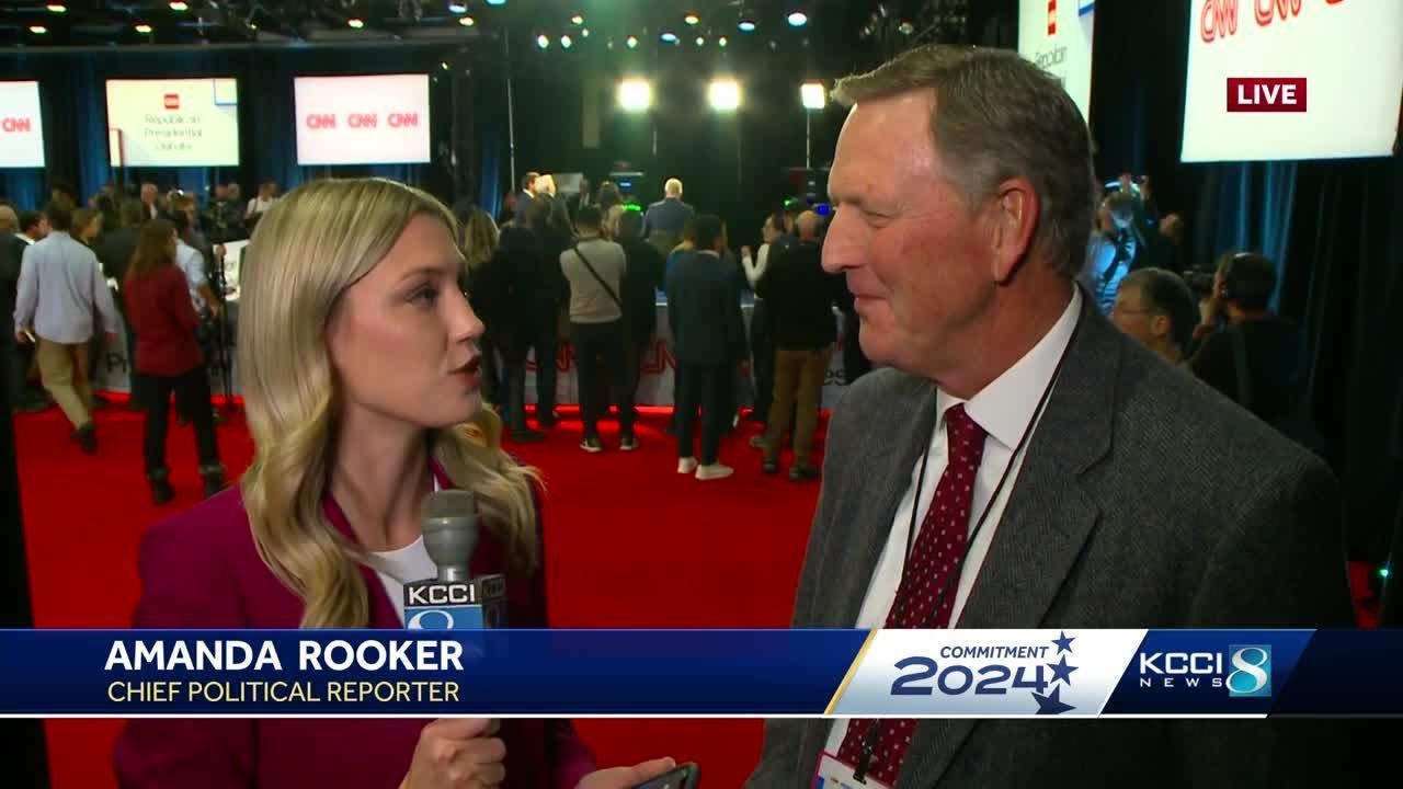 KCCI's Amanda Rooker in the spin room with Bob Vander Plaats after Des ...