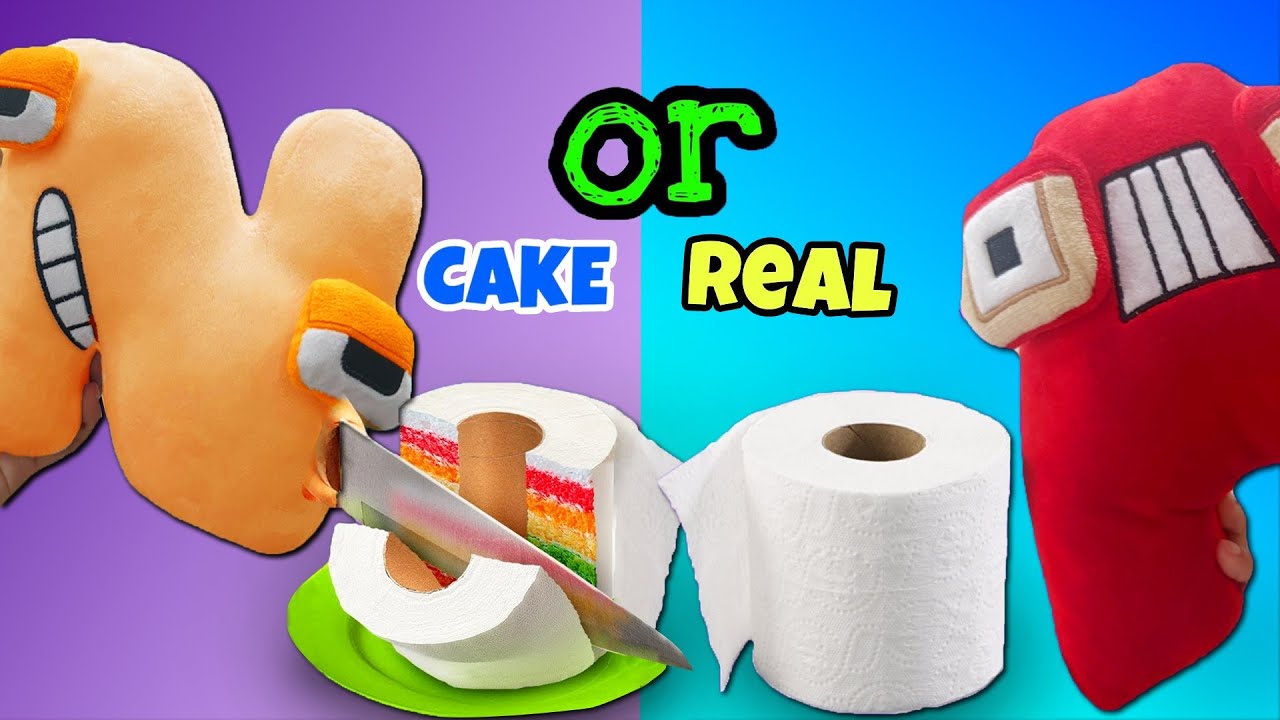 CAKE or REAL Challenge With Alphabet Lore Plush - YouTube