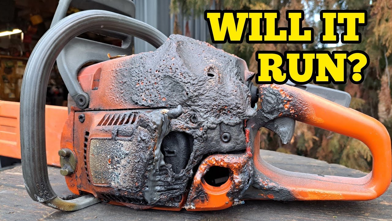 Chainsaw Badly Burned in a Fire, Will it run with no New parts? - YouTube