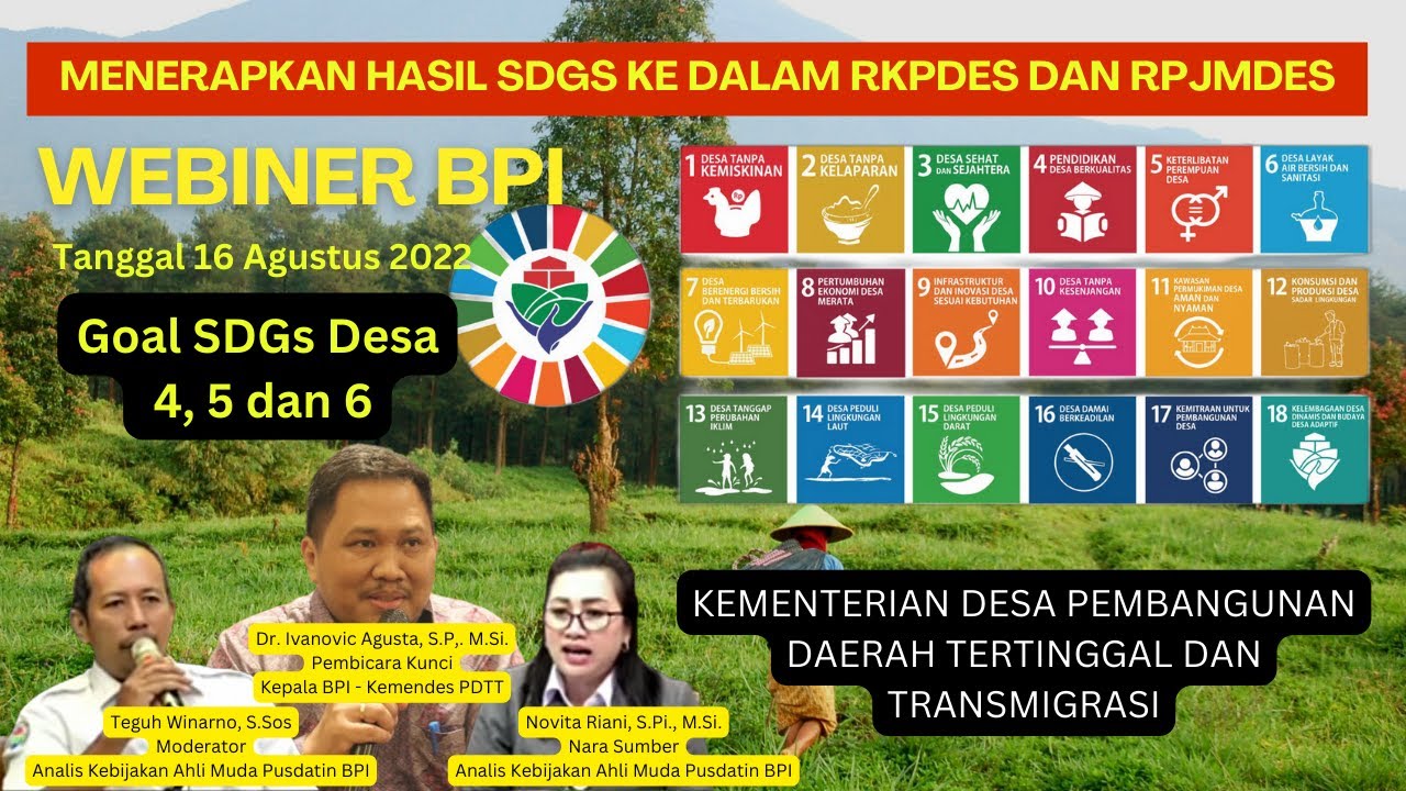 MENERAPKAN HASIL SDGS KE DALAM RKPDES DAN RPJMDES Goal 4,5, dan 6 - YouTube