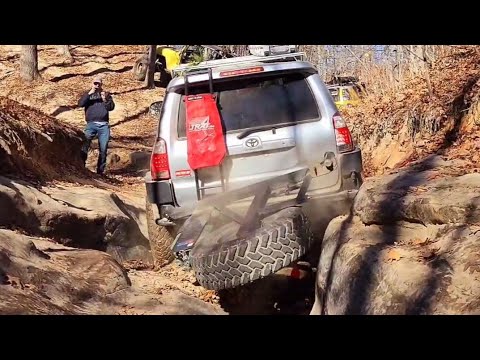 Destroyed my rear tire carrier on the v notch trail - YouTube