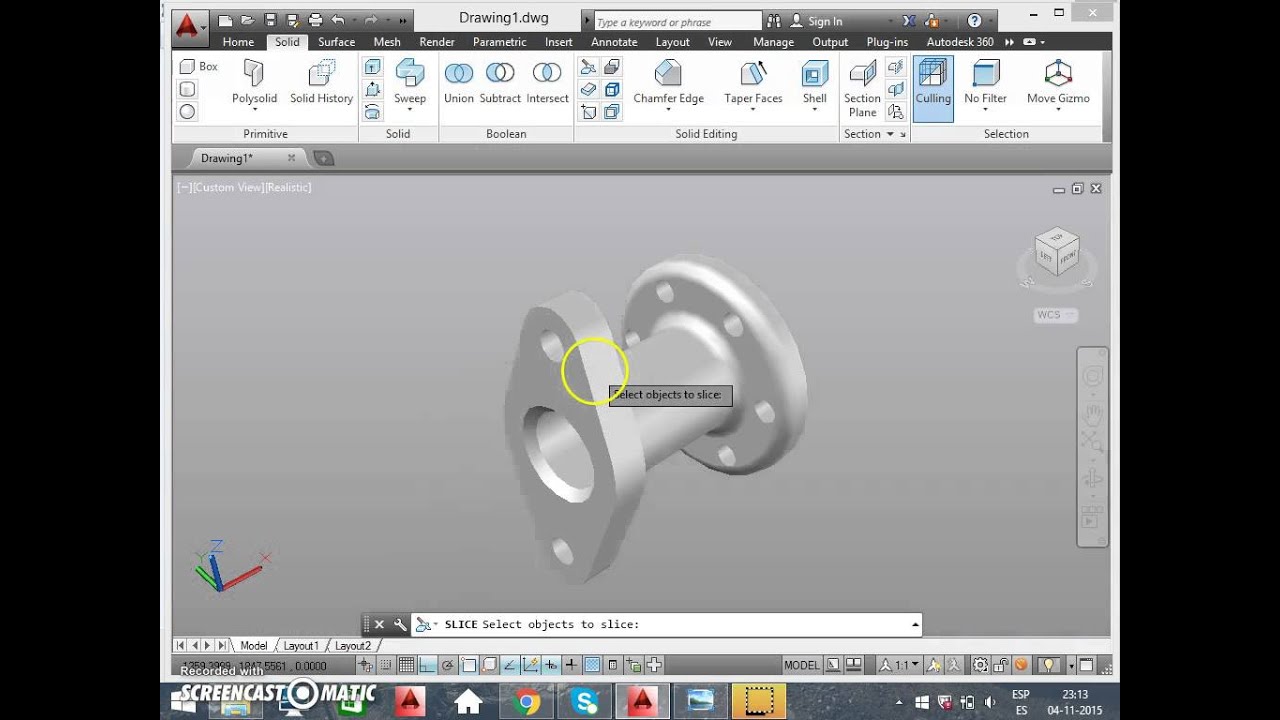 Comando Slice Autocad 2014 - YouTube