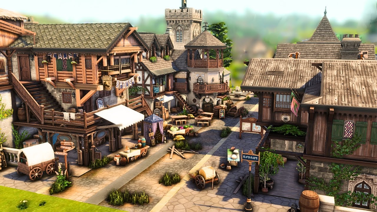 Medieval Town Street | The Sims 4 - Speed Build (NO CC) - YouTube